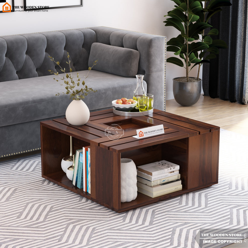 Korbin Coffee Table with Centre Storage (Walnut Finish) – The Wooden Store