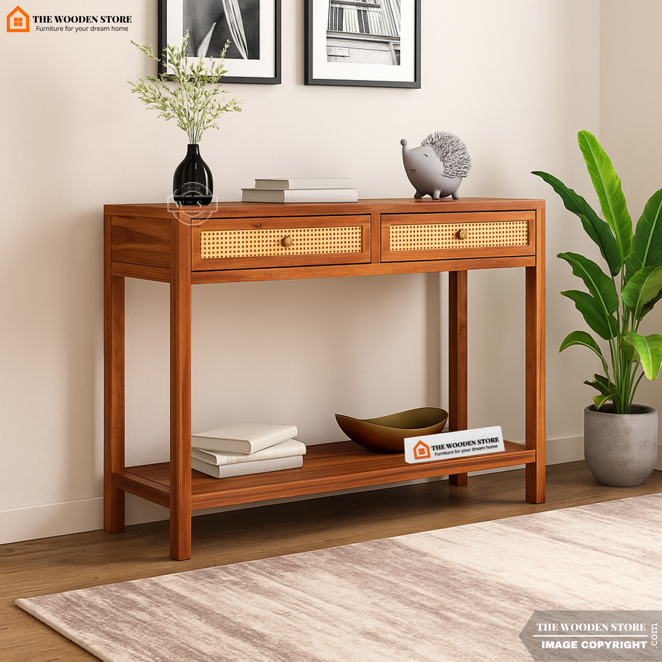 Arista Console Table (Honey Finish) – The Wooden Store